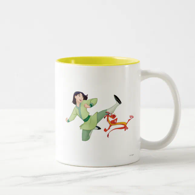 Mulan and Mushu Kicking Two-Tone Coffee Mug | Zazzle