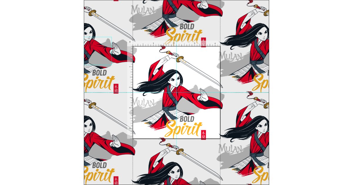 Mulan "Bold Spirit" Illustration Fabric | Zazzle