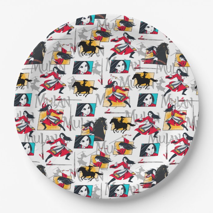 Mulan Illustrated Panels Pattern Paper Plates | Zazzle.com