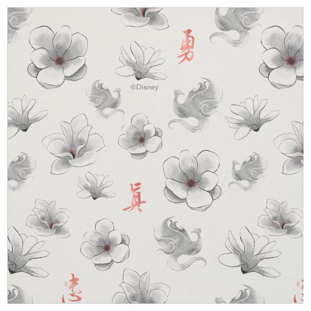 Mulan Illustrated Panels Pattern Fabric | Zazzle