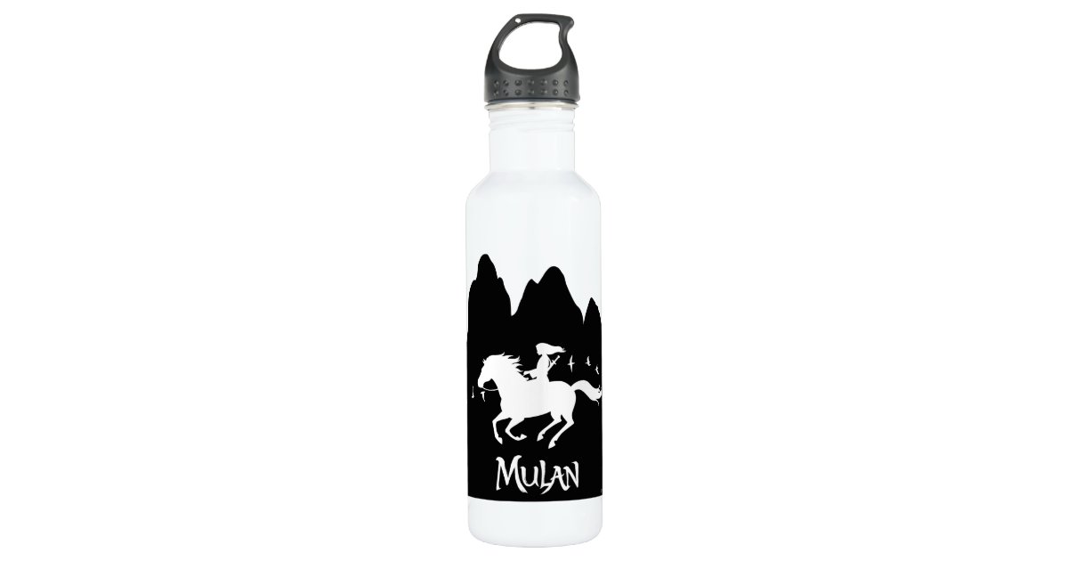 Mulan Riding Black Wind Past Mountains Silhouette Stainless Steel Water ...