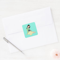 Mulan Sitting Square Sticker | Zazzle