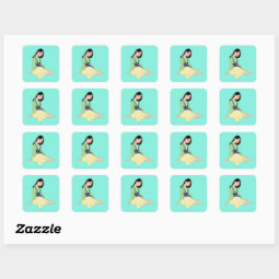 Mulan Sitting Square Sticker | Zazzle