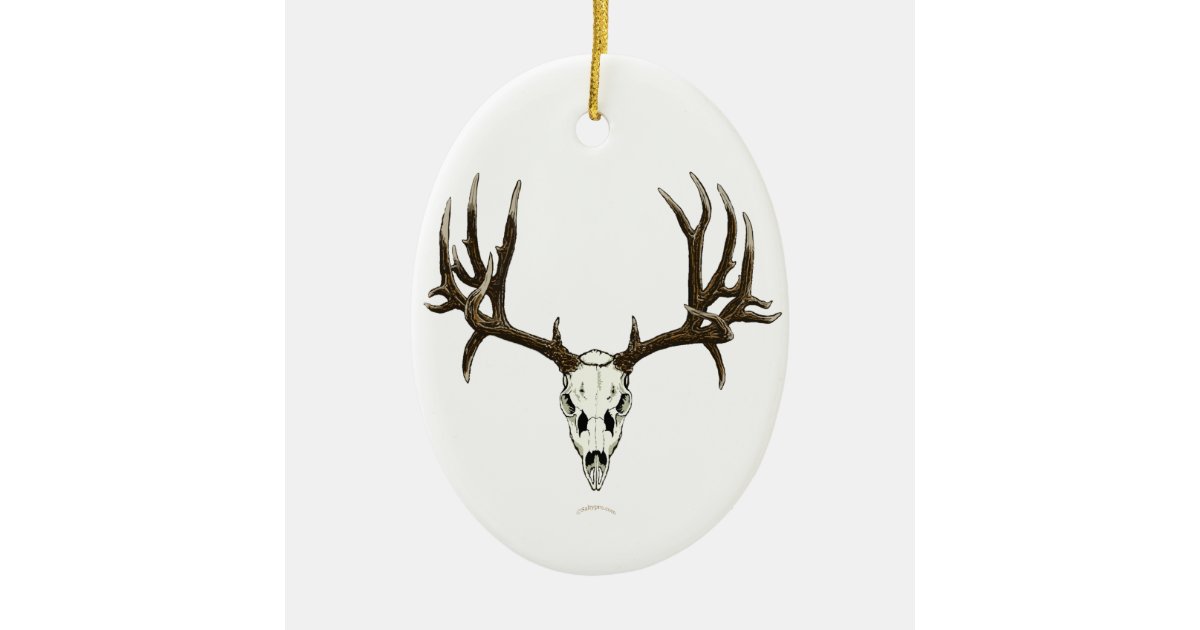 Mule deer skull ceramic ornament | Zazzle