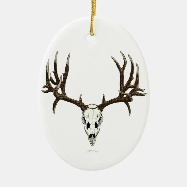 Mule deer skull ceramic ornament | Zazzle