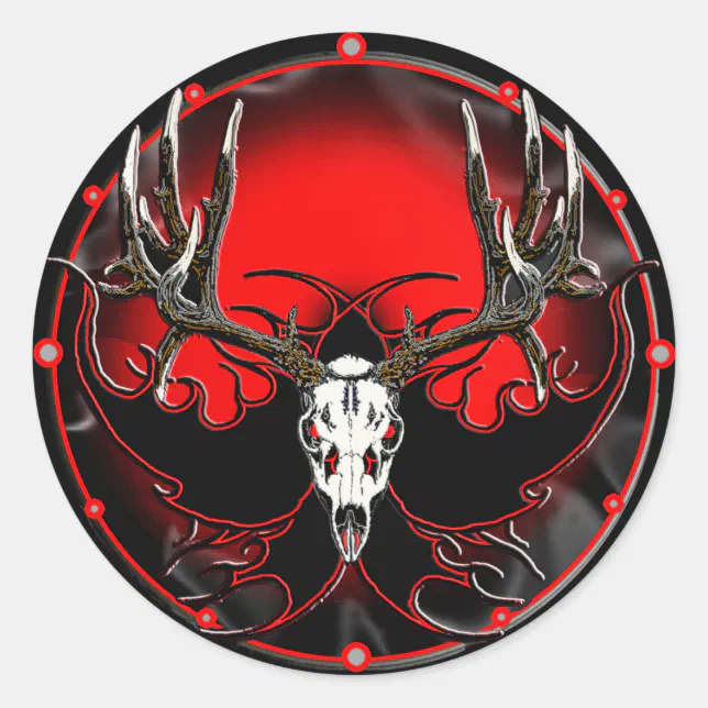 Mule deer skull classic round sticker | Zazzle