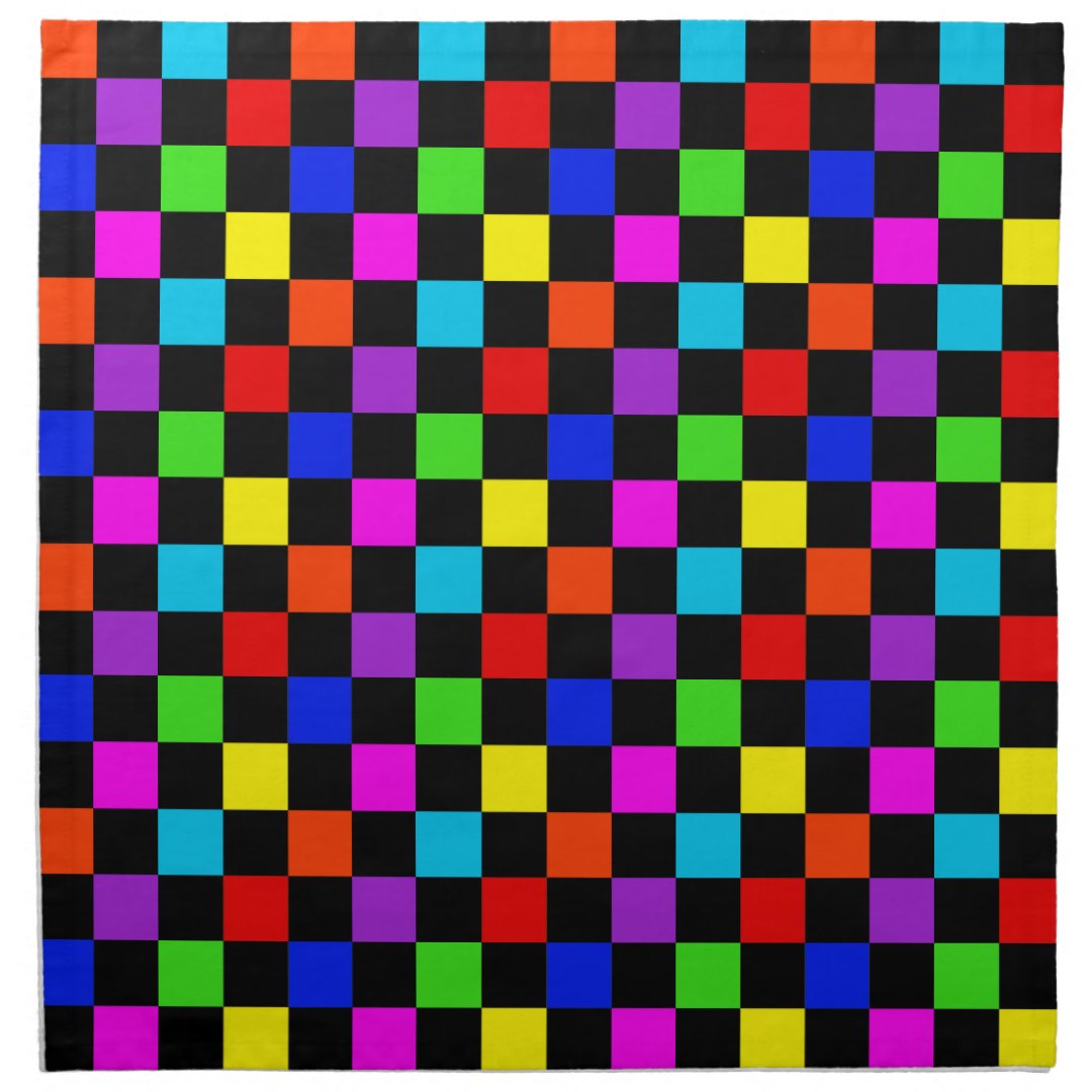 Mulit-colored Neon Checker Cloth Napkin | Zazzle