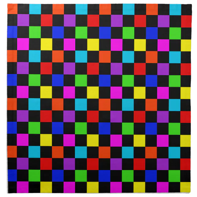Mulit-colored Neon Checker Cloth Napkin | Zazzle