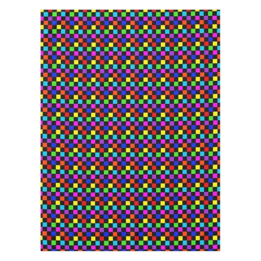 Mulit-colored Neon Checker Tablecloth | Zazzle