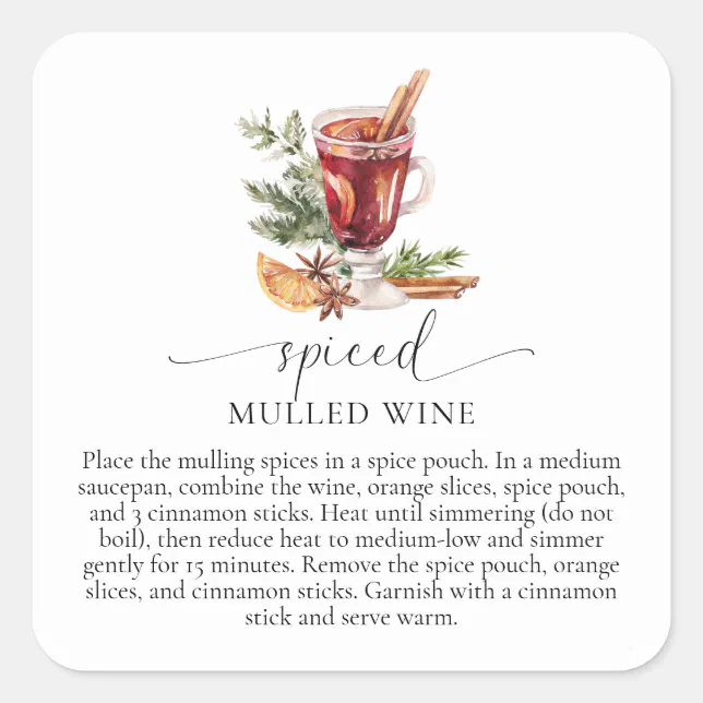Mulled Wine Recipe Kit Christmas Square Sticker | Zazzle