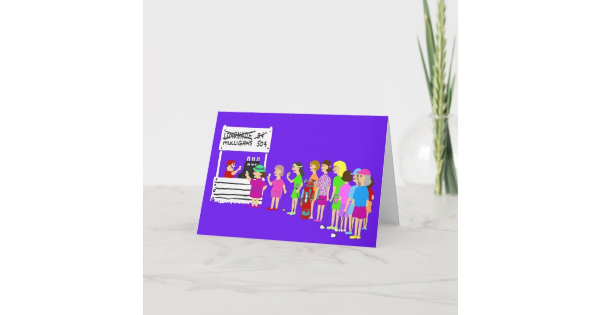 Mulligan Ladies Golf Cartoon Card | Zazzle