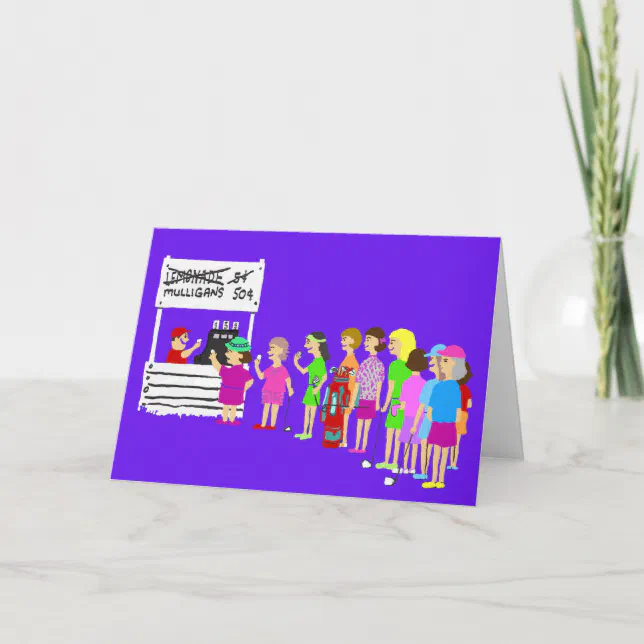 Mulligan Ladies Golf Cartoon Card | Zazzle