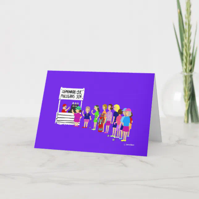 Mulligan Lady Golf Cartoon Greeting Card | Zazzle