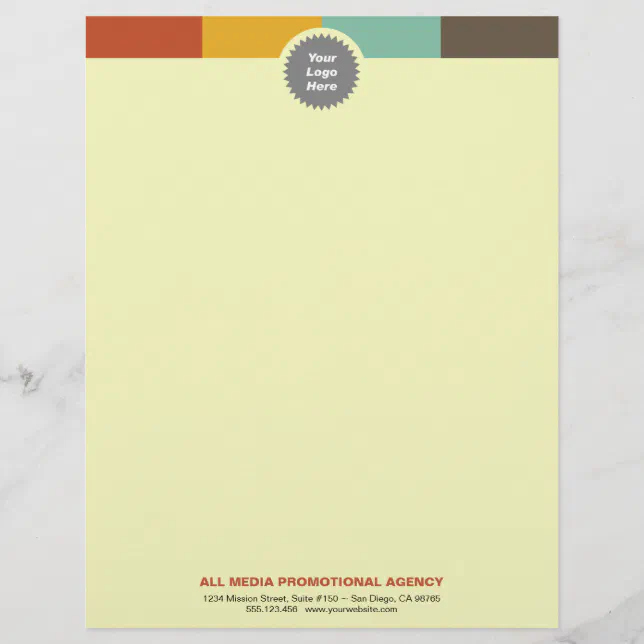Multi color bar custom circle logo professional letterhead | Zazzle