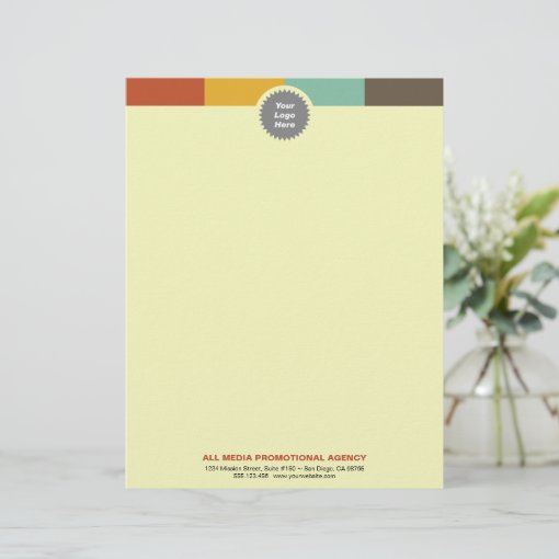 Multi color bar custom circle logo professional letterhead | Zazzle