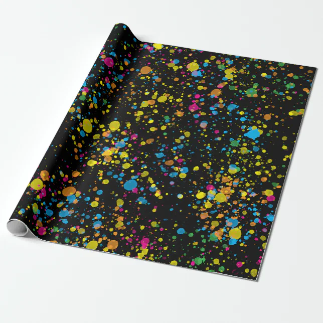 Multi-Color Mini Paint Splatter Confetti Blast Wrapping Paper | Zazzle