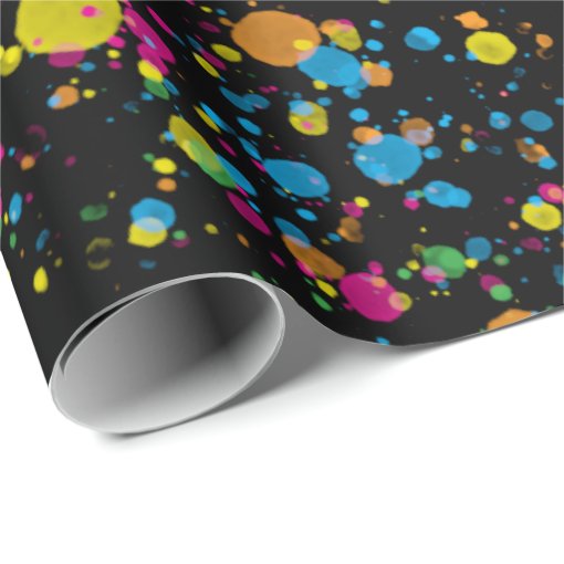Multi-Color Mini Paint Splatter Confetti Blast Wrapping Paper | Zazzle