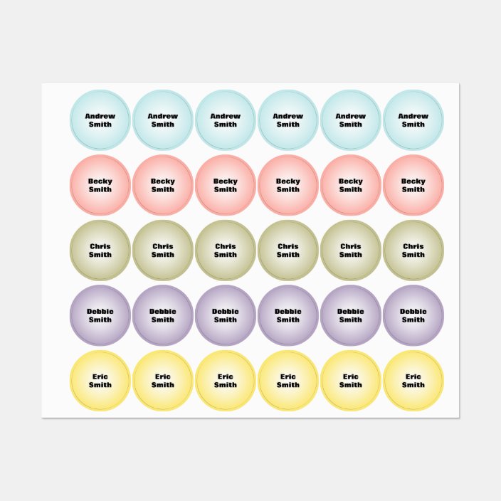 Multi Color Multi Name Kids' Labels | Zazzle.com