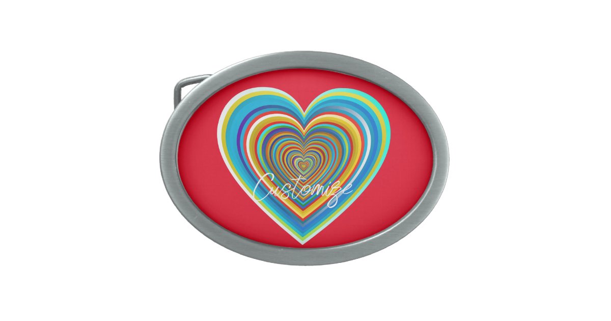 Multi-color Valentine Heart Thunder_Cove Belt Buckle | Zazzle
