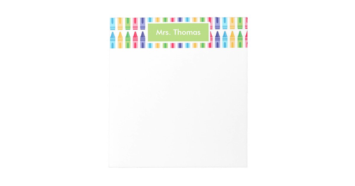 Multi Colored Crayons Personalized Notepad | Zazzle