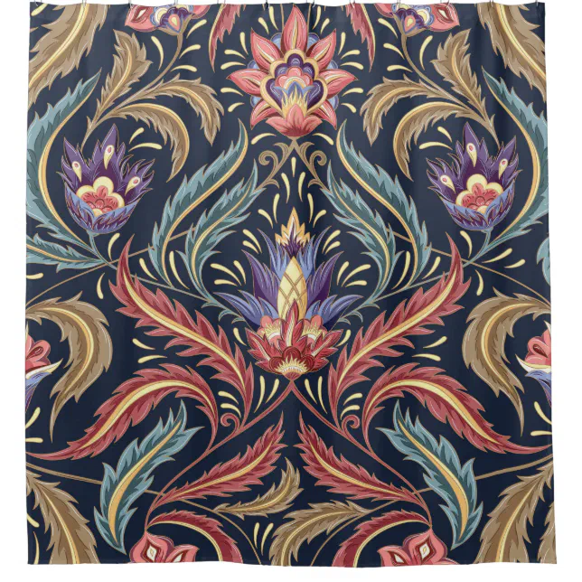 Multi Colored Floral Damask Shower Curtain | Zazzle