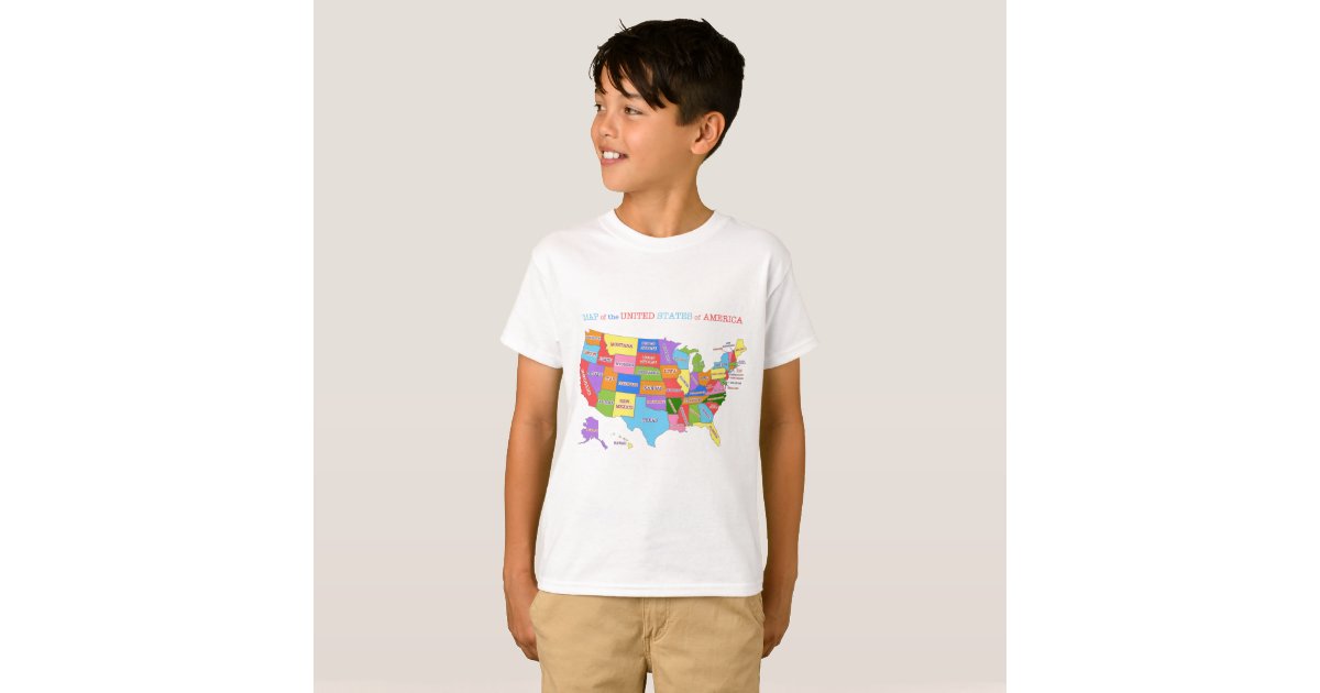 Multi-Colored Map Of the United States T-Shirt | Zazzle