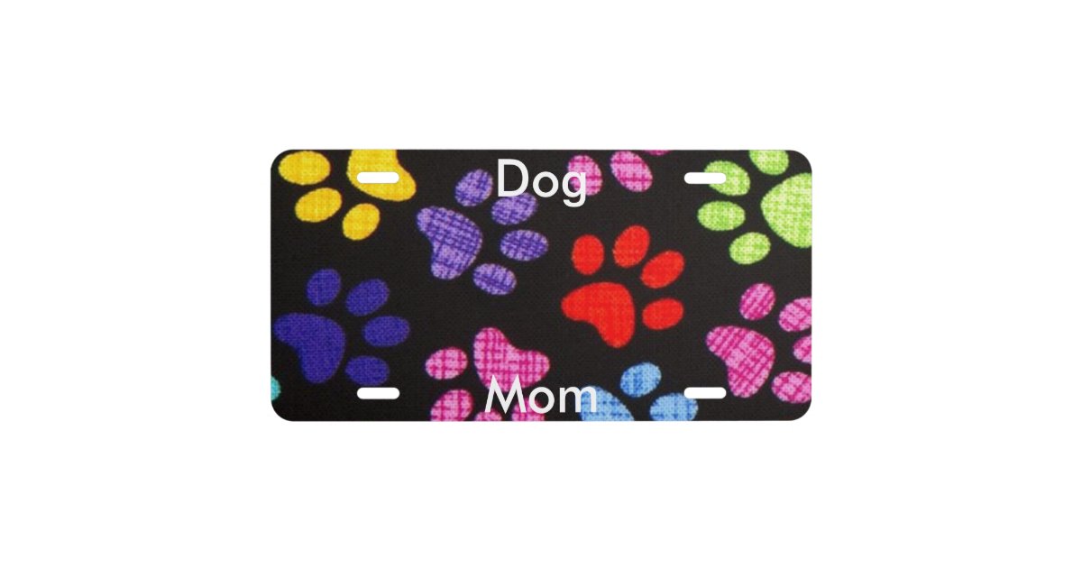 Multi-Colored Paws License Plate | Zazzle