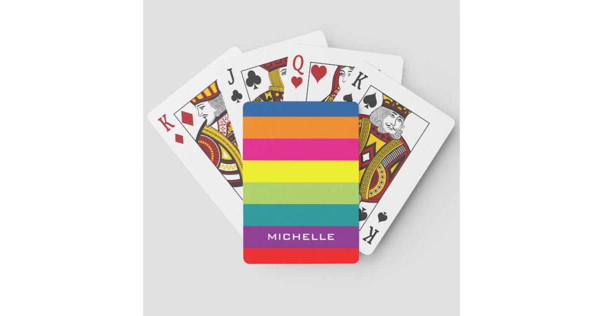 Multi colored playing cards with colorful stripes | Zazzle