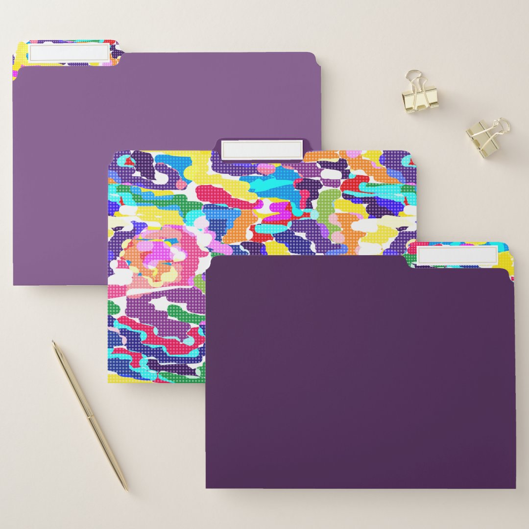Multi-colored + purple file folder | Zazzle