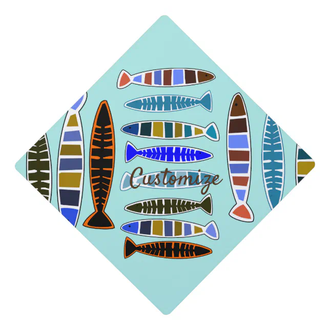 Multi-colored striped fish Thunder_Cove Graduation Cap Topper | Zazzle