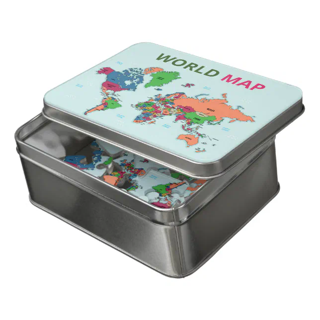 Multi Colored World Map Kids Jigsaw Puzzle | Zazzle