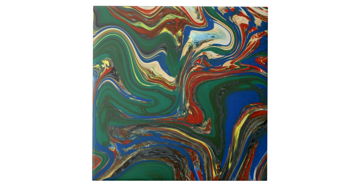 Multi colors swirled faux marble pattern ceramic tile | Zazzle