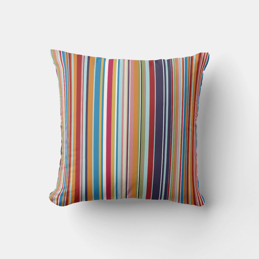 Multi-coloured stripes throw pillow | Zazzle