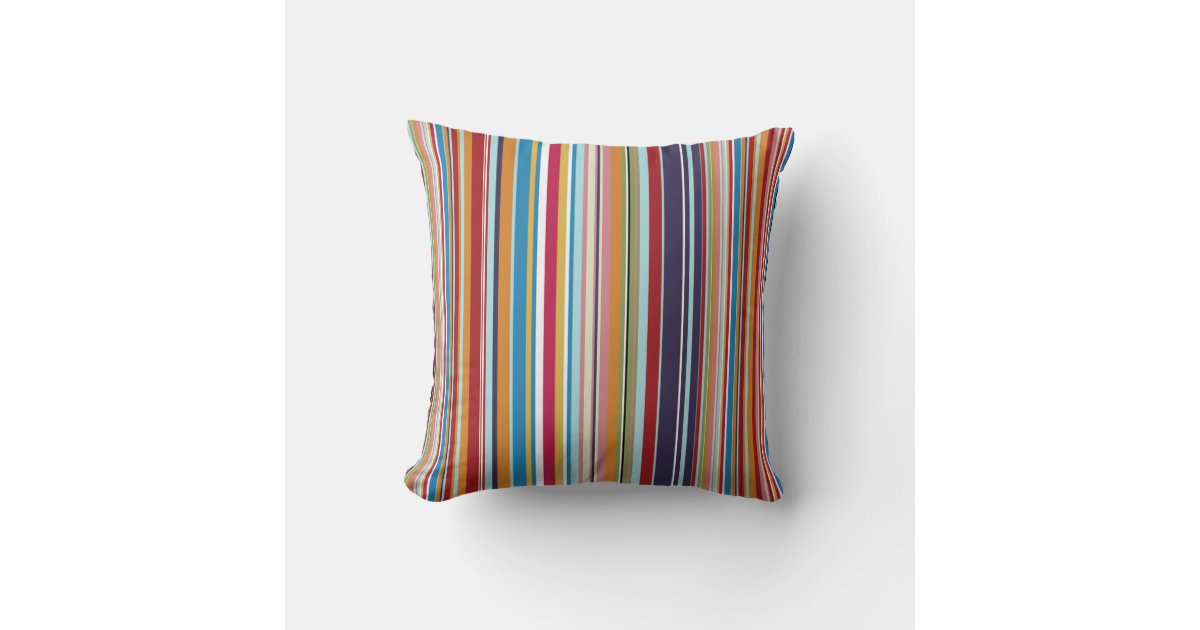 Multi-coloured stripes throw pillow | Zazzle