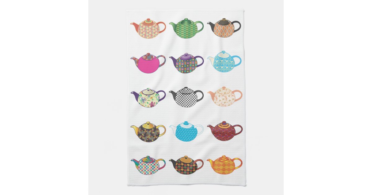 Multi-coloured Tea Kettles Towel | Zazzle