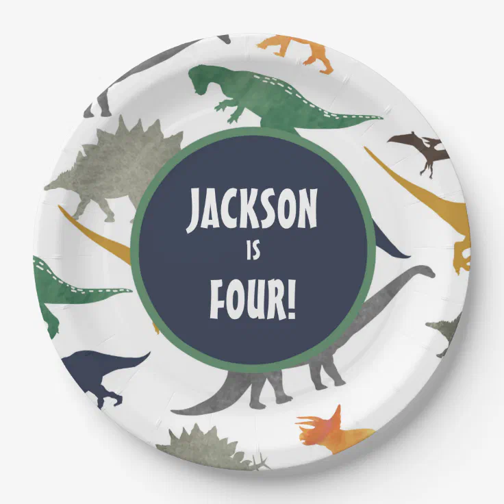 Multi Dinosaur Paper Plates | Zazzle