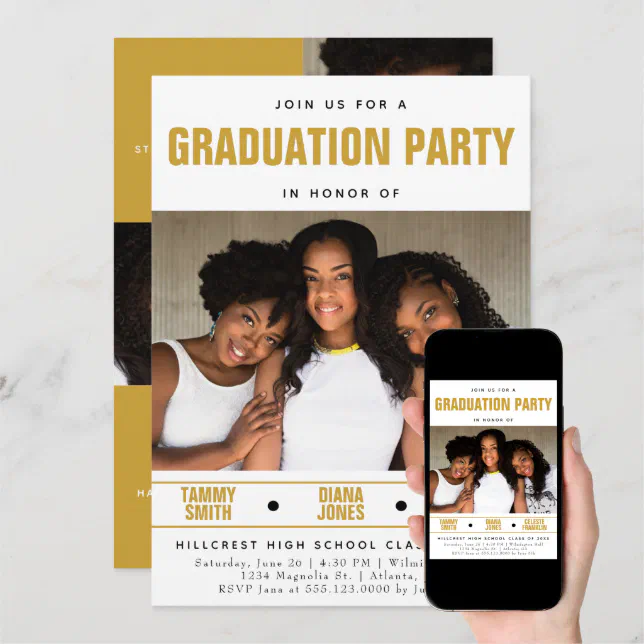 Multi Friend Graduation Party Invitation | Zazzle