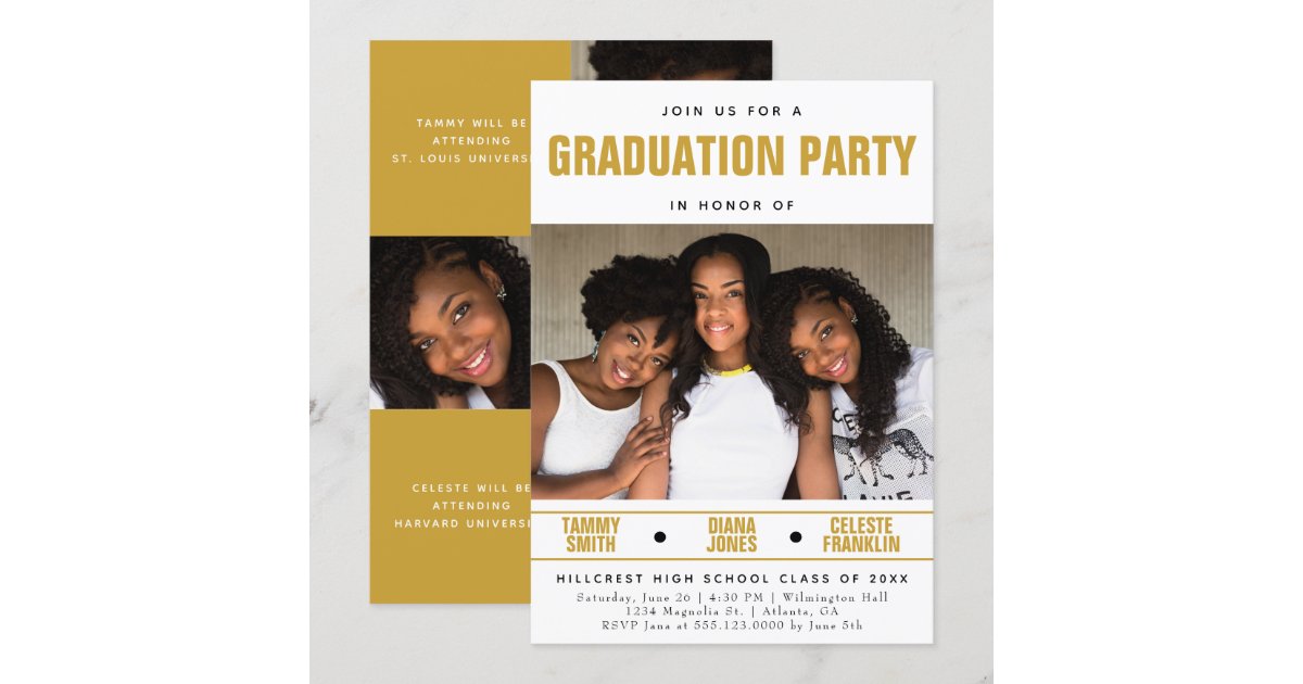 Multi Friend Graduation Party Invitation | Zazzle