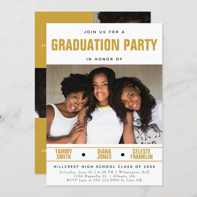 Multi Friend Graduation Party Invitation | Zazzle