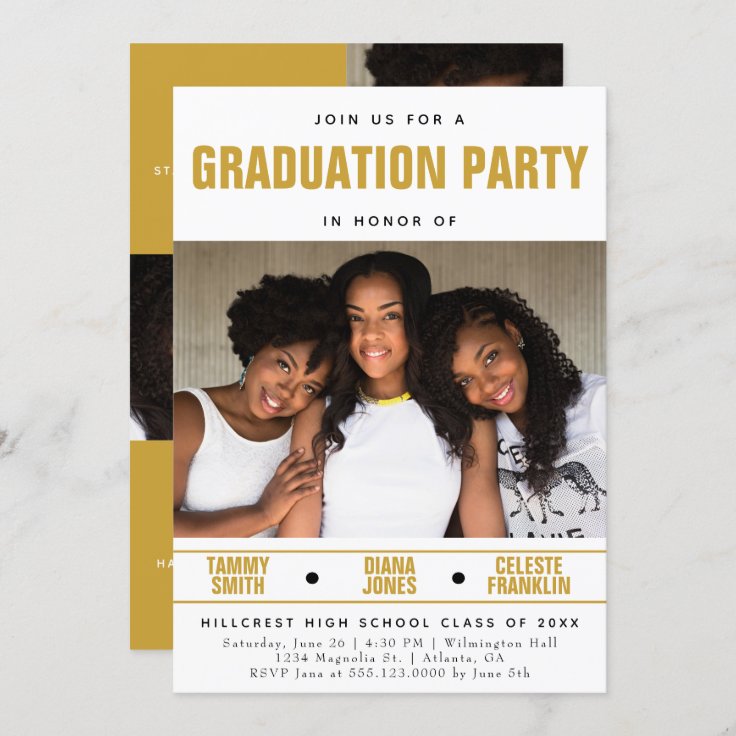 Multi Friend Graduation Party Invitation | Zazzle