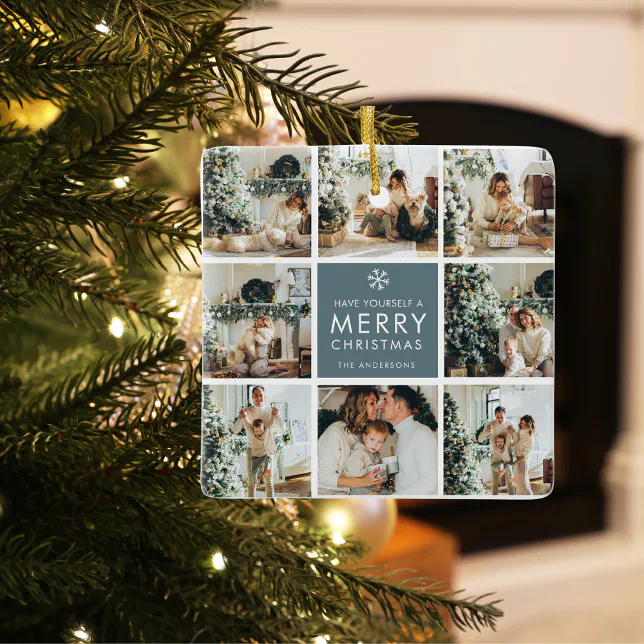 Multi Holiday Photos | Merry Christmas | Gift Ceramic Ornament | Zazzle