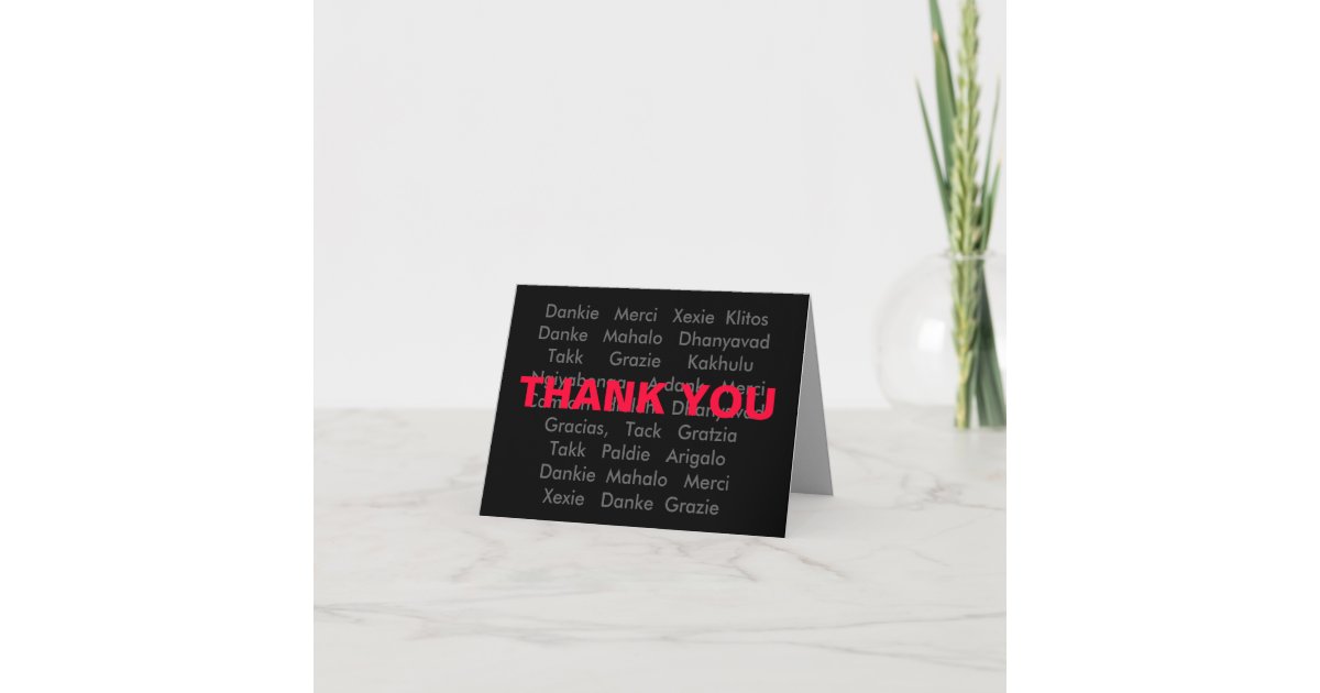 Multi Languages Thank you Card | Zazzle