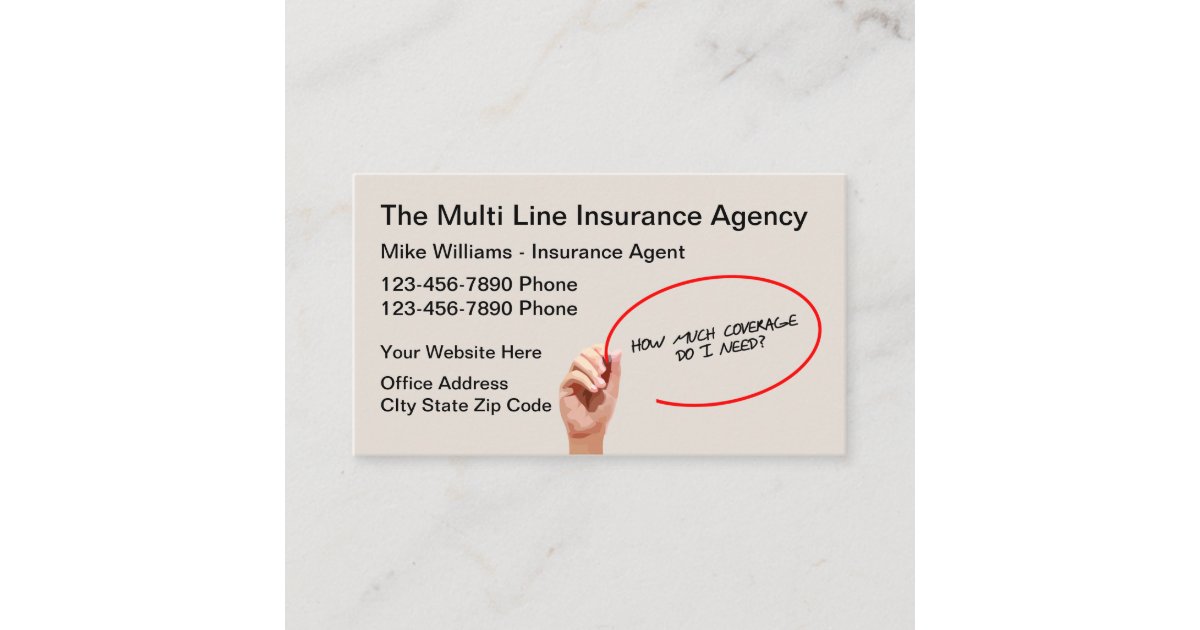 Multi-Line Insurance Agent Business Card | Zazzle