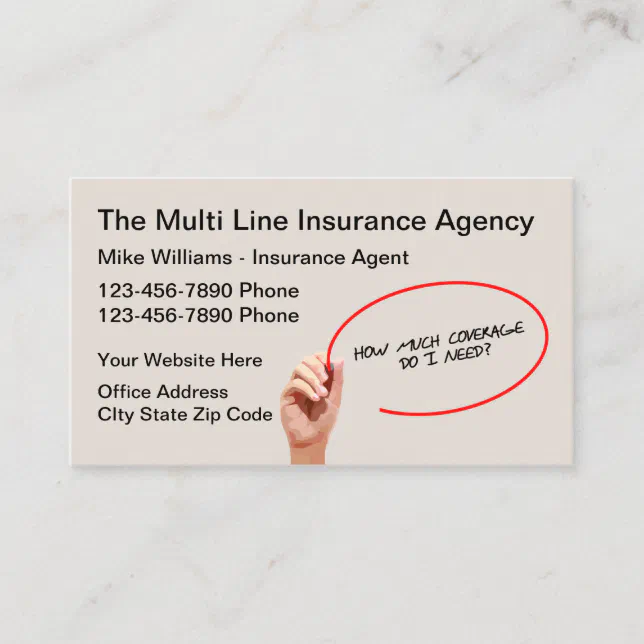 Multi-Line Insurance Agent Business Card | Zazzle