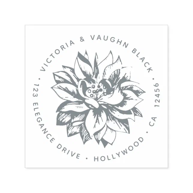 Multi-Petalled Flower Blossom Return Address Self-inking Stamp | Zazzle