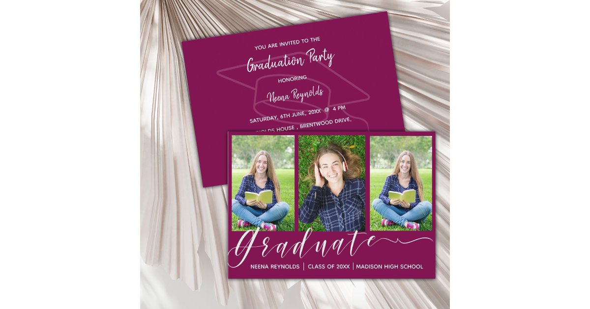 Multi Photo 2025 Graduation Party Mini Invitation | Zazzle
