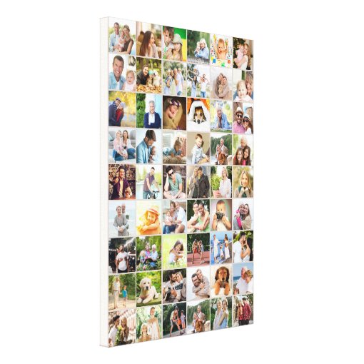 Multi Photo 54 Picture Grid Collage Beige Canvas Print | Zazzle