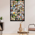 Multi Photo 54 Picture Grid Collage Black Poster | Zazzle