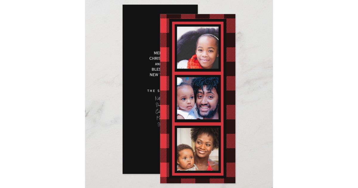 Multi-Photo Collage Buffalo Plaid Christmas | Zazzle