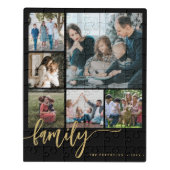 Multi photo collage family script modern keepsake jigsaw puzzle | Zazzle